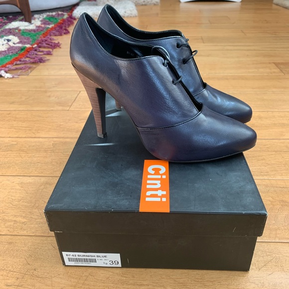 Cinti | Shoes | Cinti Blue Lace Up High Heel Booties 39 9 | Poshmark